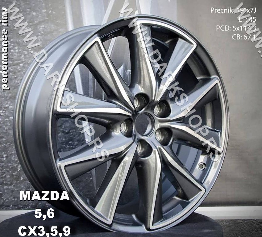 19 alufelne 5x114,3/7 jota/et 45,cb 67,1