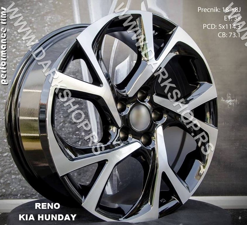 18 alufelne 5x114,3/8jota/et 38,cb 73,1 za reno,kia,hyindai