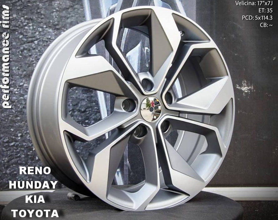 17 alufelne 5x114,3/7 jota/et 35 za reno,kia,hyundai,toyotu