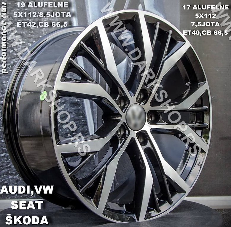 19 alufelne 5x112/8,5 jota/et 42/cb 66,5 za audi,vw,seat,skodu.