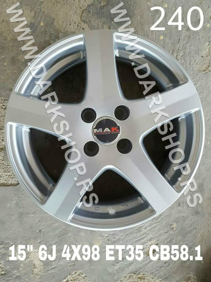 15 ALUFELNE 4X98/6 JOTA/ET35/CB 58,1. ZA FIAT