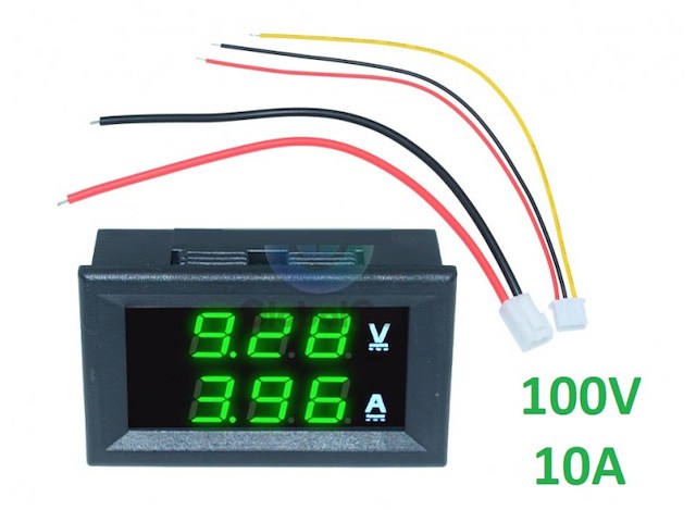 Voltmetar i Ampermetar DC 100V i 10A zeleni displeji