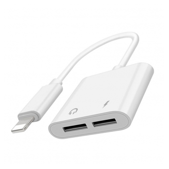 ADAPTER ZA PUNJENJE I AUDIO NA IPHONE LIGHTNING BELI