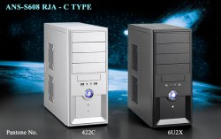 Kućište ANS CASE MIDI ATX TOWER RJA-S608-D-6U2X+422C+500W, mat crne boje