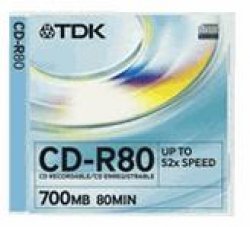 Prazni diskovi TDK CD-R - 700MB (80Min) 52x, slim jewel kutija, komad (CD-R80SCA)