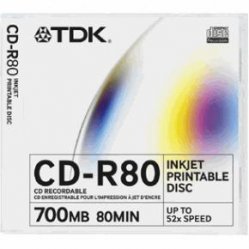 Prazni diskovi TDK CD-R - 700MB (80Min) 52x, InkJet portable (CD-R80PWWJCA)