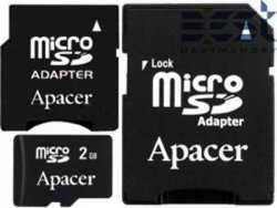 Micro SD memorijska kartica APACER 2GB + 2 adaptera (SD i mini SD), AP2GMCSD2A-R