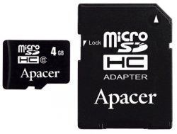 Memorijska kartica APACER MicroSDHC, Class 4, 4GB, Retail pakovanje, + SD adapter, AP4GMCSH4-R