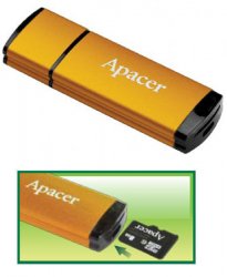 USB memorija APACER AH422 4GB zlatne boje i Micro SD čitač kartica, AP4GAH422C-1
