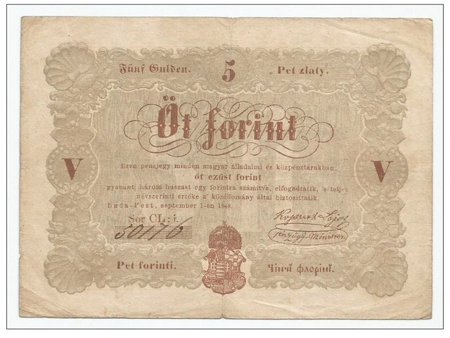 Madjarska 5 forinti 1848.