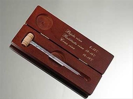 Termometar za vino - drvena kutija