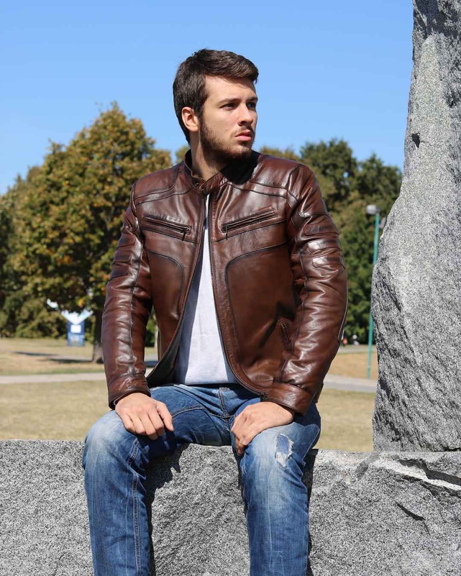 Muška kožna jakna – Brad – Braon