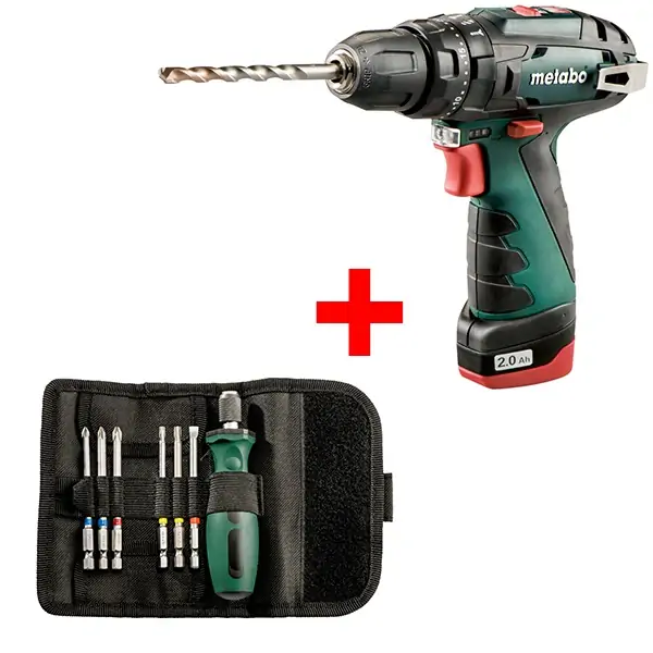 Akumulatorska bušilica-zavrtač PowerMaxx SB Basic 10,8-LI /2.0Ah Metabo + set bitova