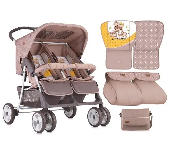 Kolica za Blizance Twin Beige&Yellow Happy Family Bertoni