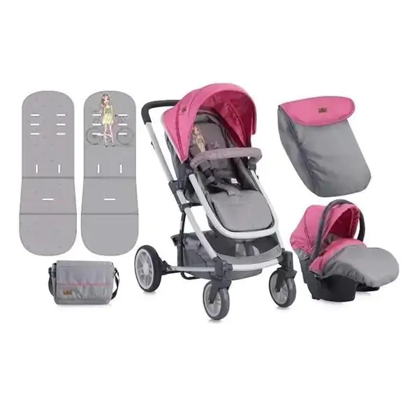 Kolica za decu sa auto sedištem S-500 Set Rose & Grey Girl BERTONI