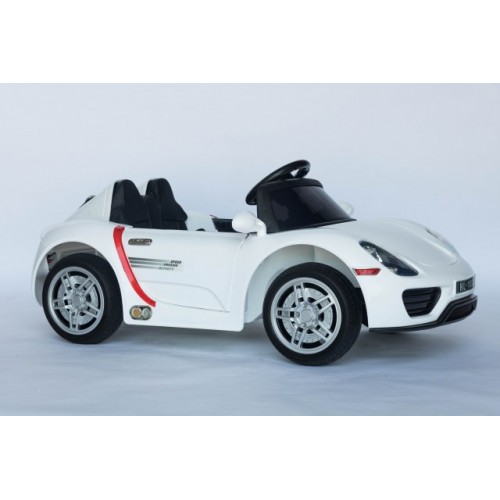 Auto za decu na akumulator Porsche sa mekim gumama i kožnim sedištem - Beli