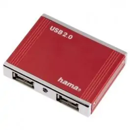 USB 2.0 razdelnik 1:4 Aluminium crveni Hama