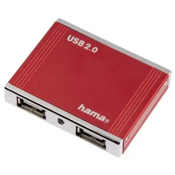 USB 2.0 razdelnik 1:4 Aluminium crveni Hama