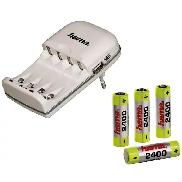 Punjač 2/4 + 4AA 2400mAh baterije beli Hama