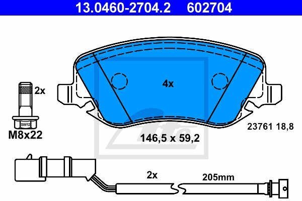 Prednje disk kočne pločice 13.0460-2704.2 - Lancia Thesis 02-09