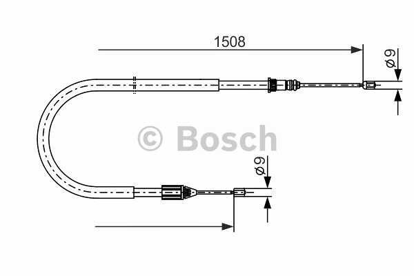 Sajla ručne kočnice Renault Scenic 99-03, nazadlevo, 1508/1205 mm, BOSCH