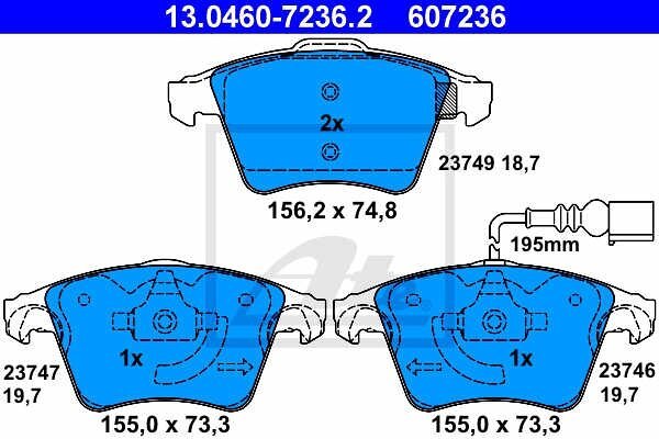 Prednje kočione pločice 13.0460-7236.2 - Volkswagen Transporter 03-