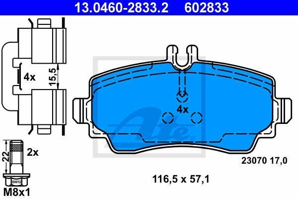 Prednje disk kočne pločice 13.0460-2833.2 - Mercedes Benz Razred A