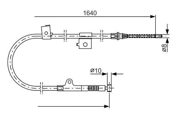 Sajla ručne kočnice Nissan Primera 90-96, nazad, levo, 1625 mm