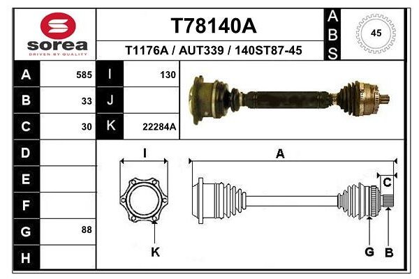 Poluosovina (prednja, desna) T78140A - Audi A4 94-01 (samo po porudžbini)