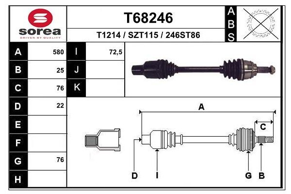 Poluosovina (desna) T68246 - Suzuki Swift 89-04