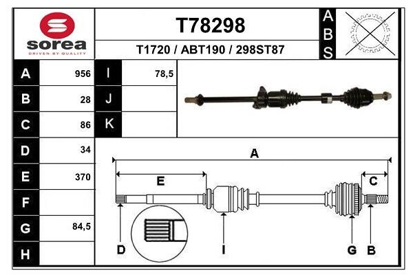 Poluosovina (prednja, desna) T78298 - Rover 75 99-05 (samo po porudžbini)