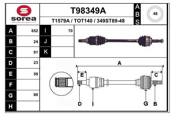 Poluosovina (prednja, leva) T98349A - Toyota Yaris 99-06 (samo po porudžbini)