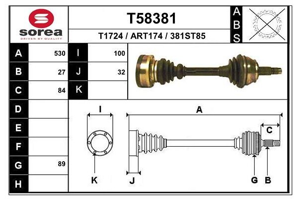 Poluosovina (prednja, leva/desna) T58381 - Alfa Romeo 166 98-08 (samo po porudžbini)