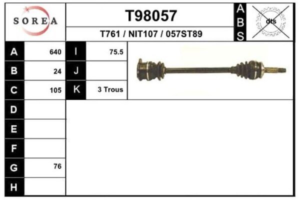 Poluosovina (prednja, leva/desna) T98057 - Nissan Cherry 78-82 (samo po porudžbini)