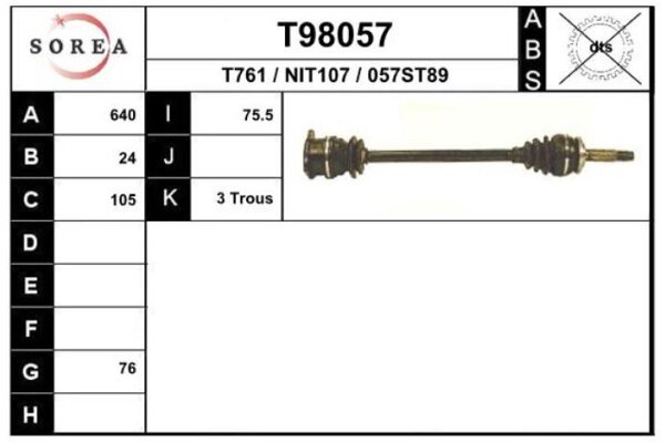 Poluosovina (prednja, leva/desna) T98057 - Nissan Cherry 78-82 (samo po porudžbini)