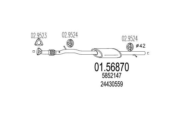 Auspuh Opel Agila -07 1.2 16V, srednji lonac