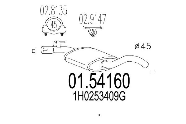 Auspuh 1H0253409G - Volkswagen Vento 91-98, srednji lonac