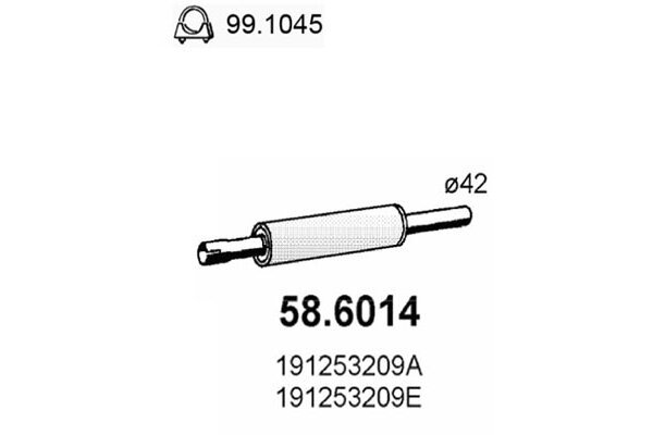 Auspuh 58.6014 - Volkswagen Golf (II) 84-91, srednji lonac