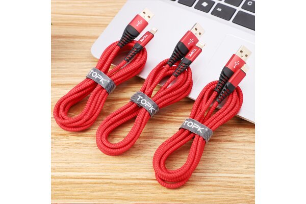 USB kabal AN42, 3A, micro USB, 1m, crvena