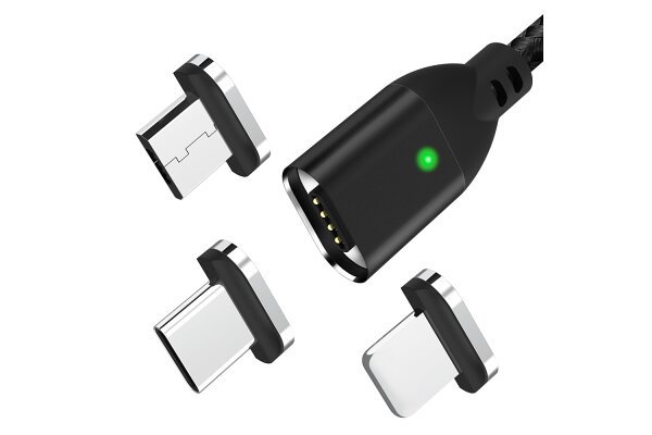 Magnetni kabal USB 3u1 micro USB, USB C i 8 pin, više boja