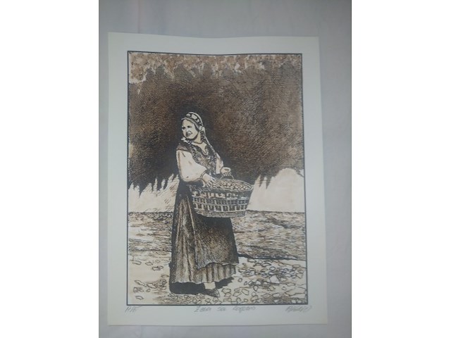 Grafika : Žena sa korpom, Atelje Rakić, povoljno