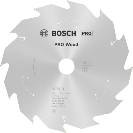 Bosch PRO Wood list za akumulatorsku kružnu testeru 165x1.5x20 mm 12z ATB max 9.500 o/min (2608837684)