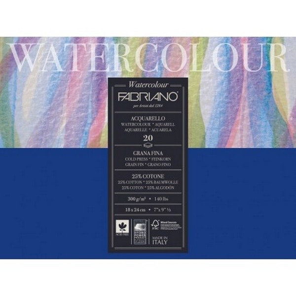 Fabriano FABRIANO WATERCOLOR BLOK 300gr 20l 18x24 73611824 19100275