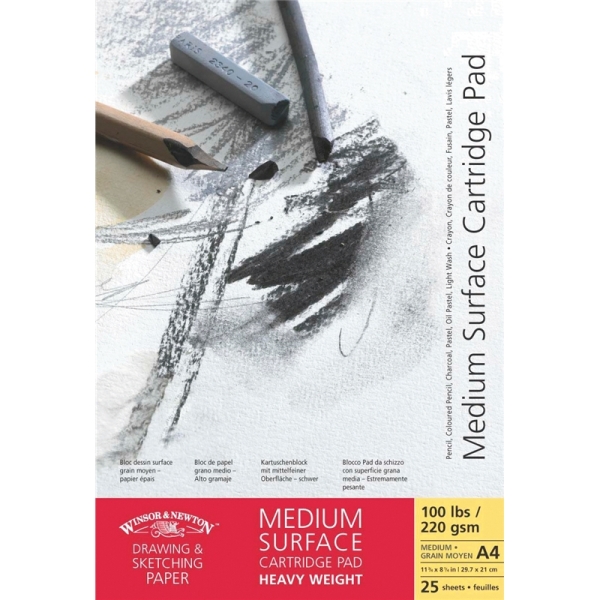 Winsor&Newton MEDIUM SURFACE DRAWING PADS 220GSM 25 SHEETS A4