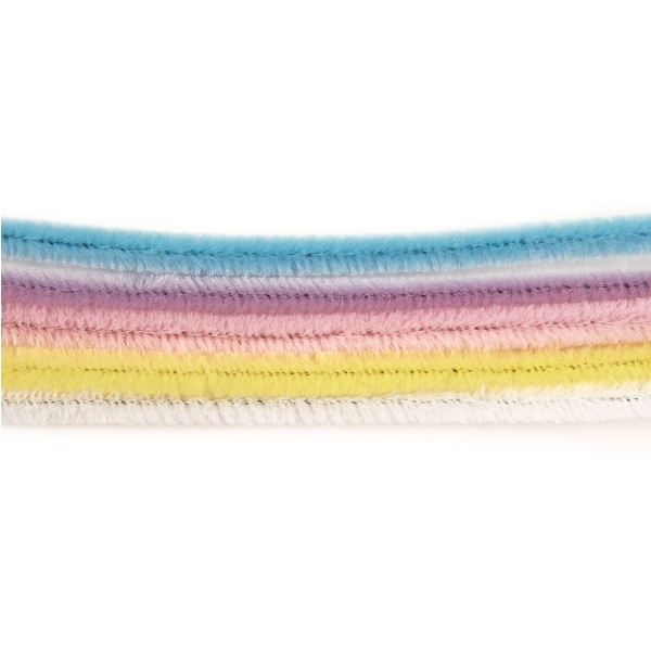 Rayher Chenille sticks, 30 cm, 9 mm thick, 5 pastel colours, tab-bag 15