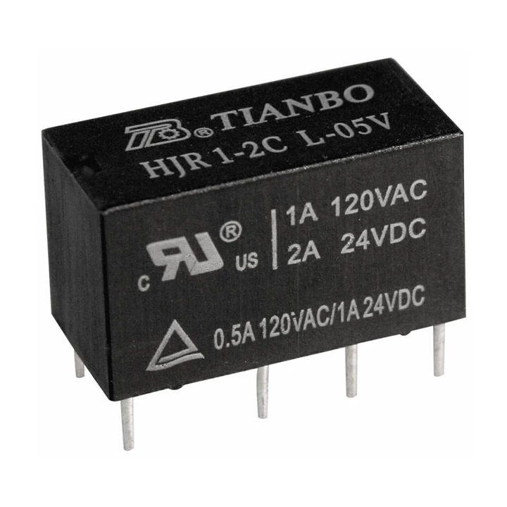 Relej HJR1-2C-L-05VDC (5V, 2A, 2xM+R)