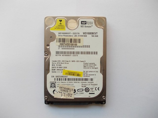 Hard disk WD Scorpio 160GB SATA 2.5`