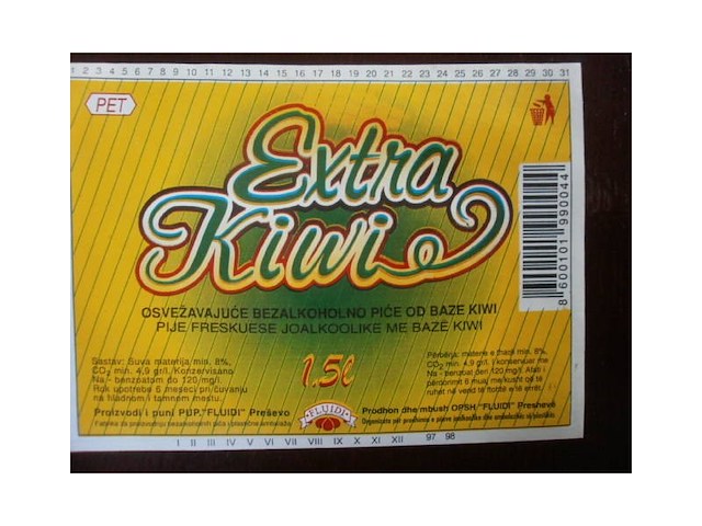 Etiketa  EXTRA KIWI - Fluidi, Preševo 97/98