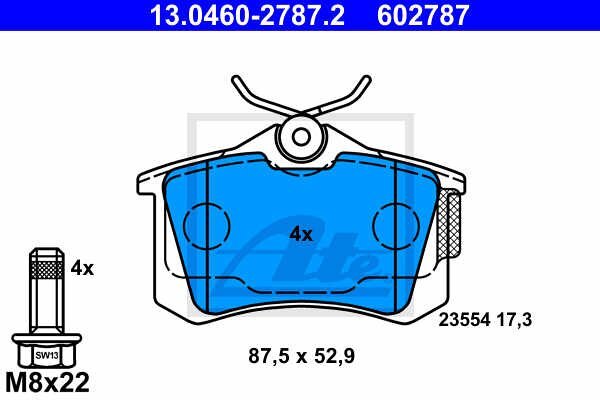 Zadnje kočione pločice 13.0460-2787.2 - Audi, Seat, Škoda, Volkswagen