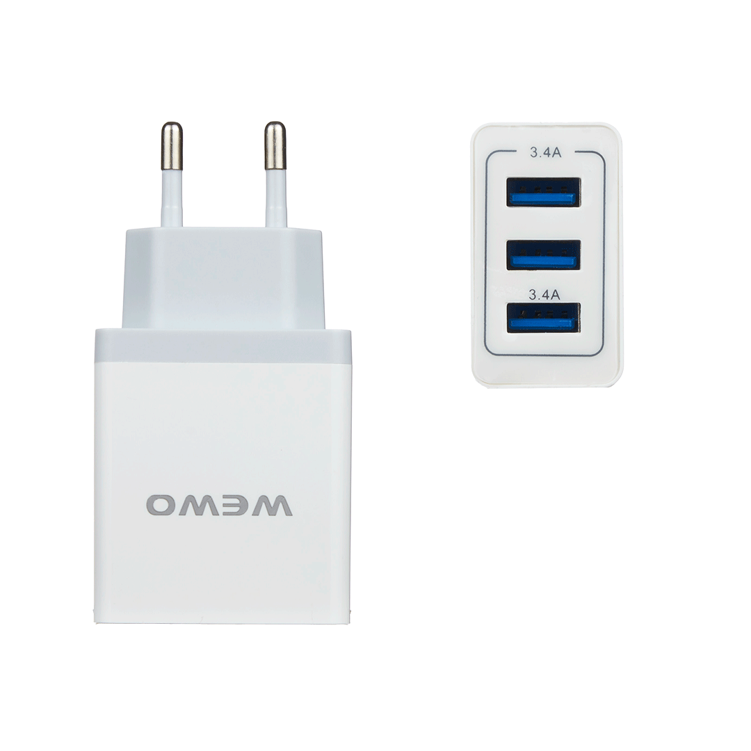 WEWO W-015 Punjač 3XUSB 3.4A (WHITE)